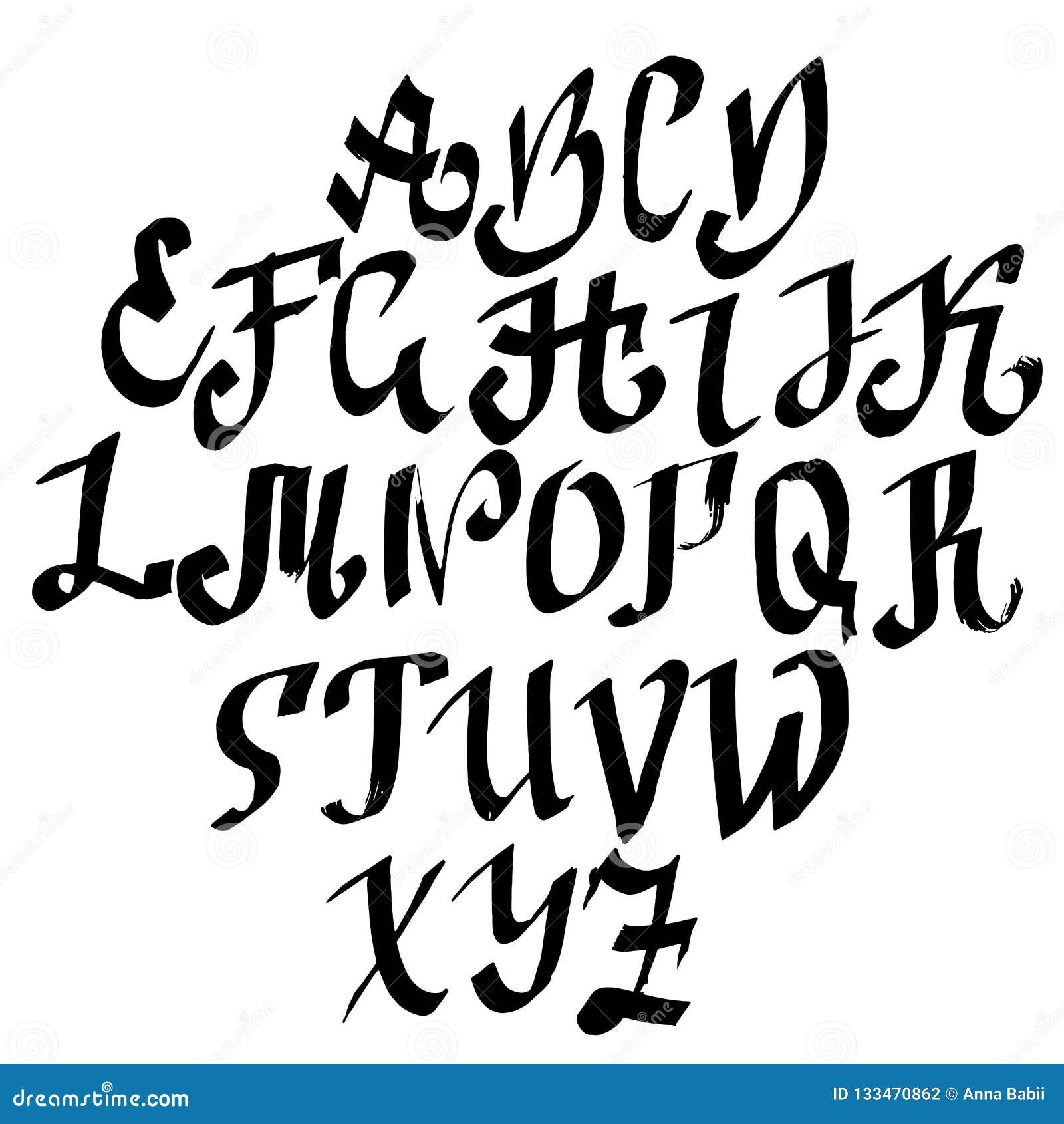 Grunge Old Pen Gothic Font. Blackletter Script. Vector Illustration ...