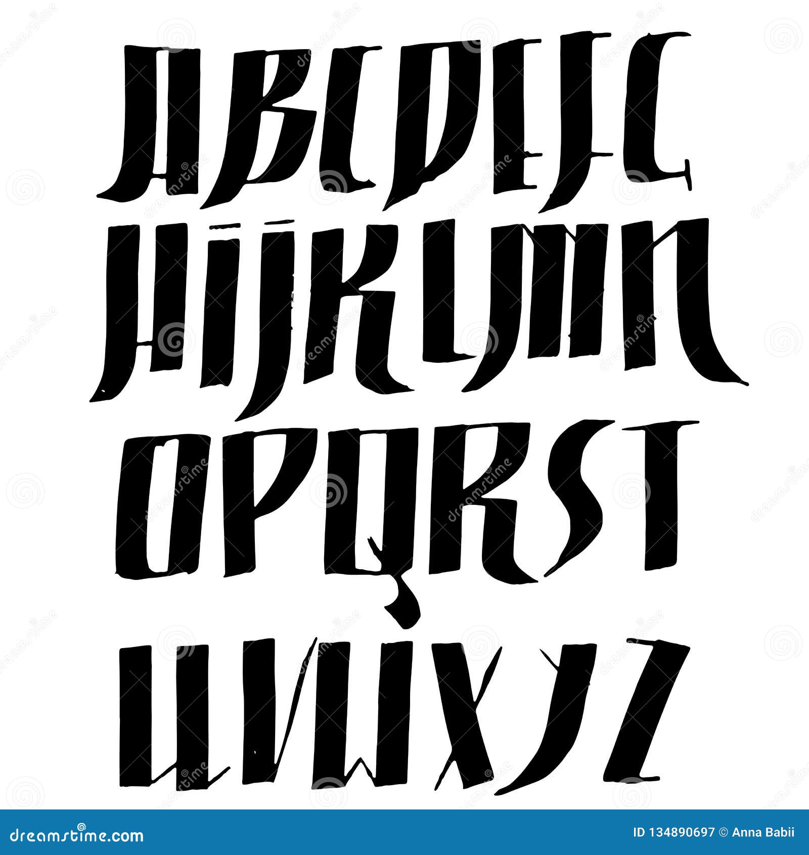 Grunge Old Pen Gothic Font. Blackletter Script. Vector Illustration ...