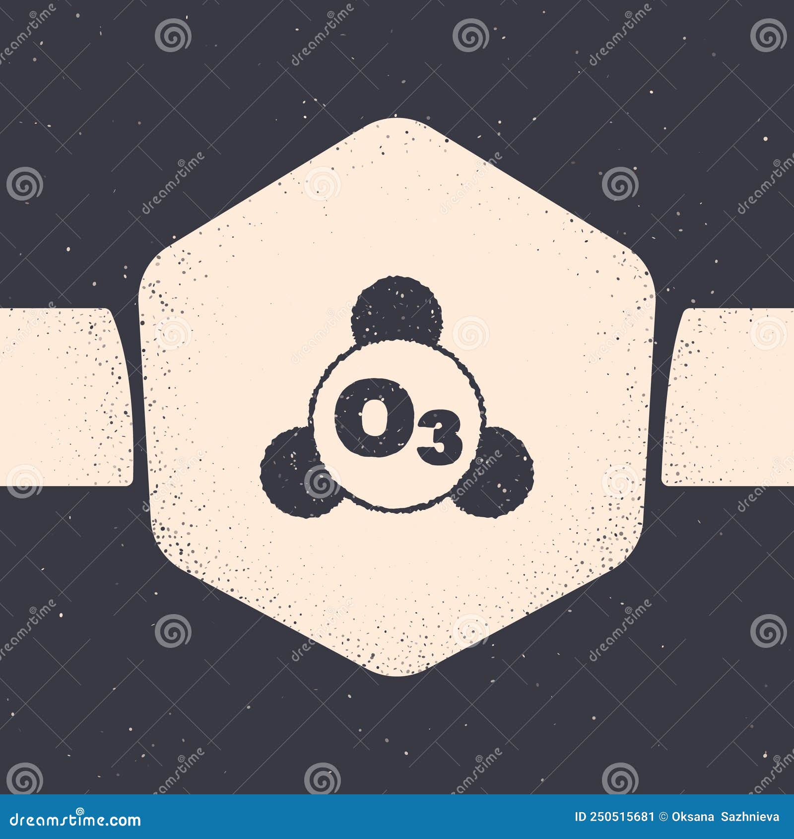 Grunge Ozone Molecule Icon Isolated on Grey Background. Ozone, O3 ...
