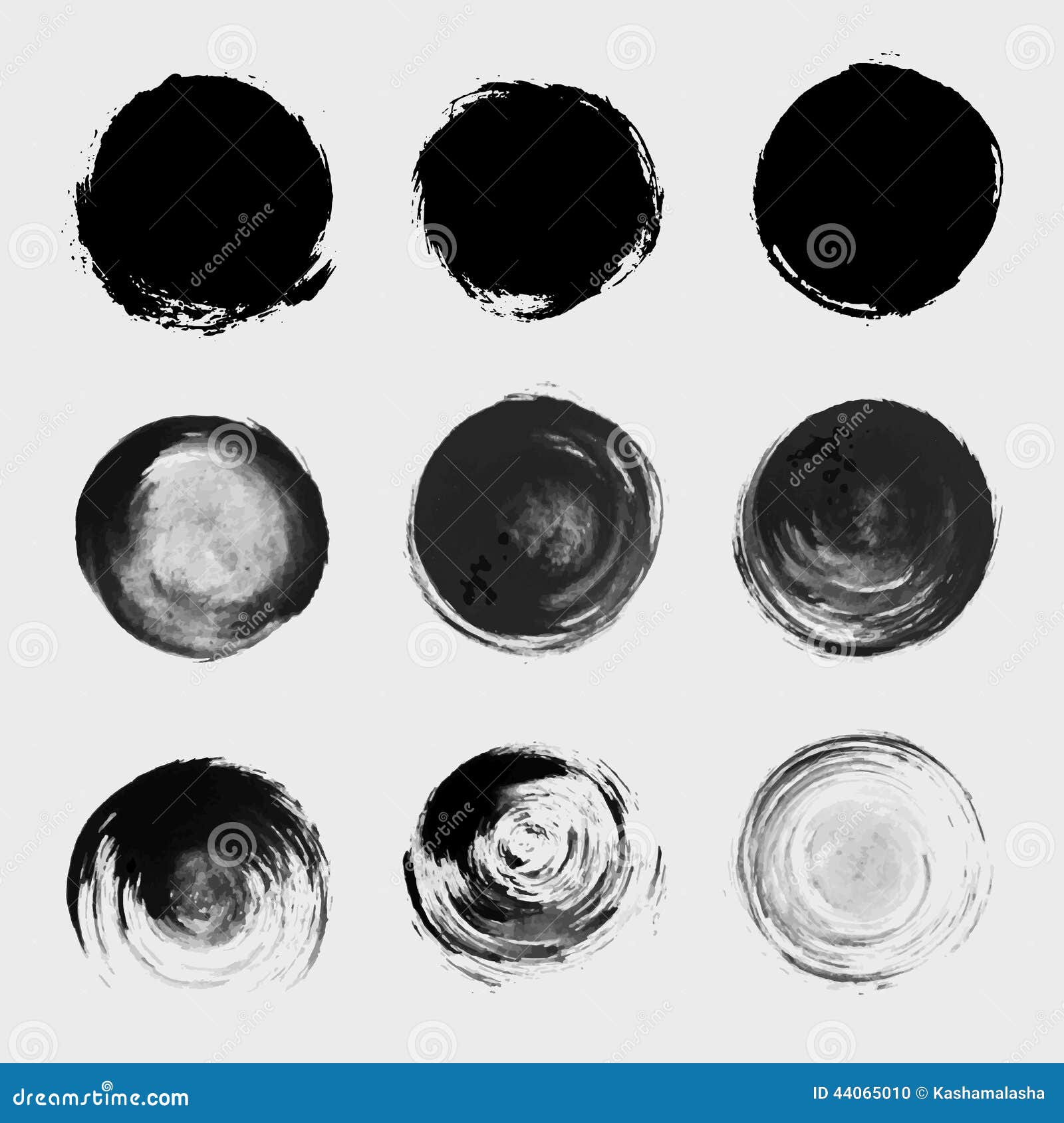 Grunge Paint Circle Vector Element Set Stock Vector - Illustration of ...