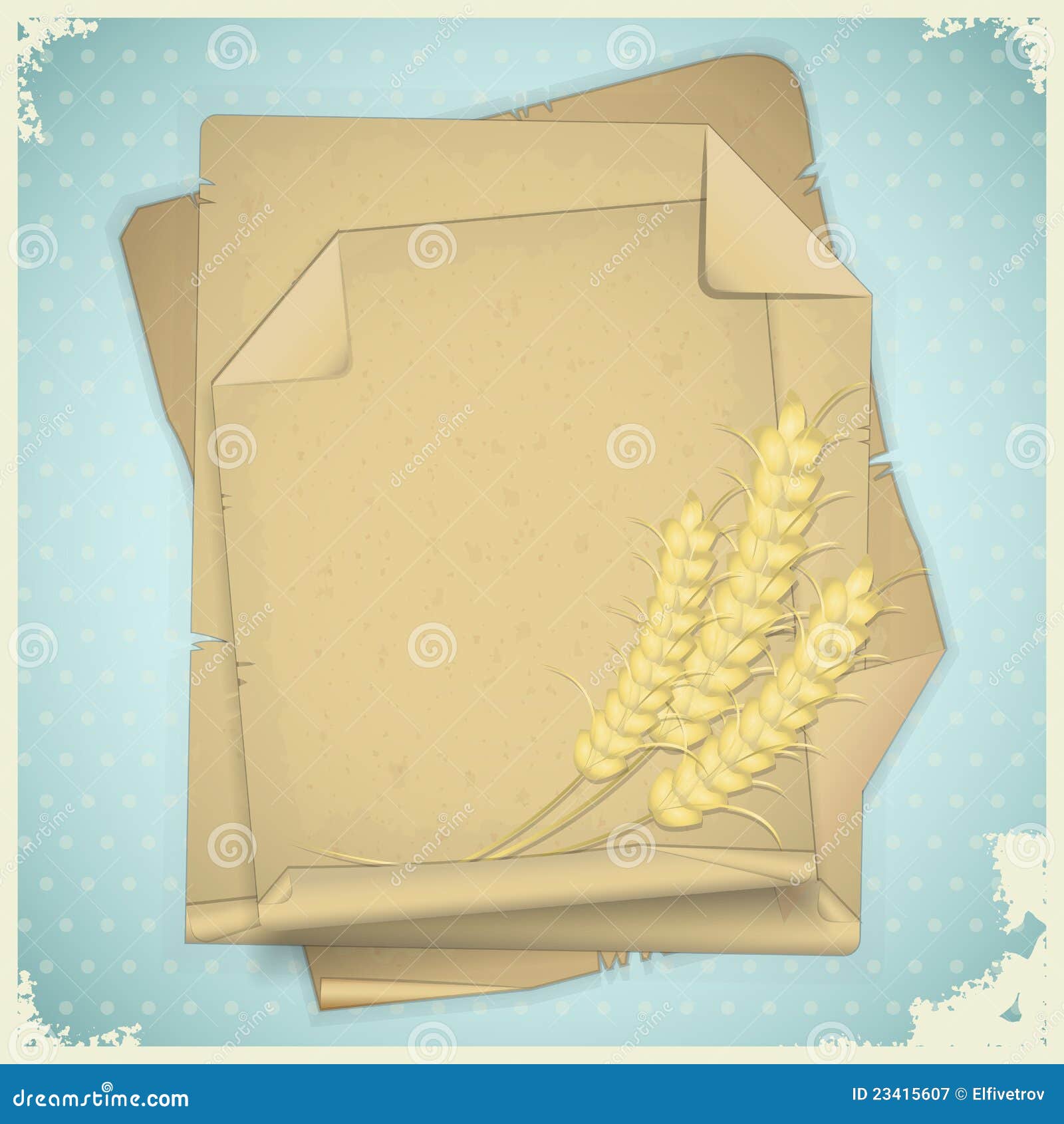 Grunge Paper With Ear Of Wheat Cartoon Vector | CartoonDealer.com #23415607