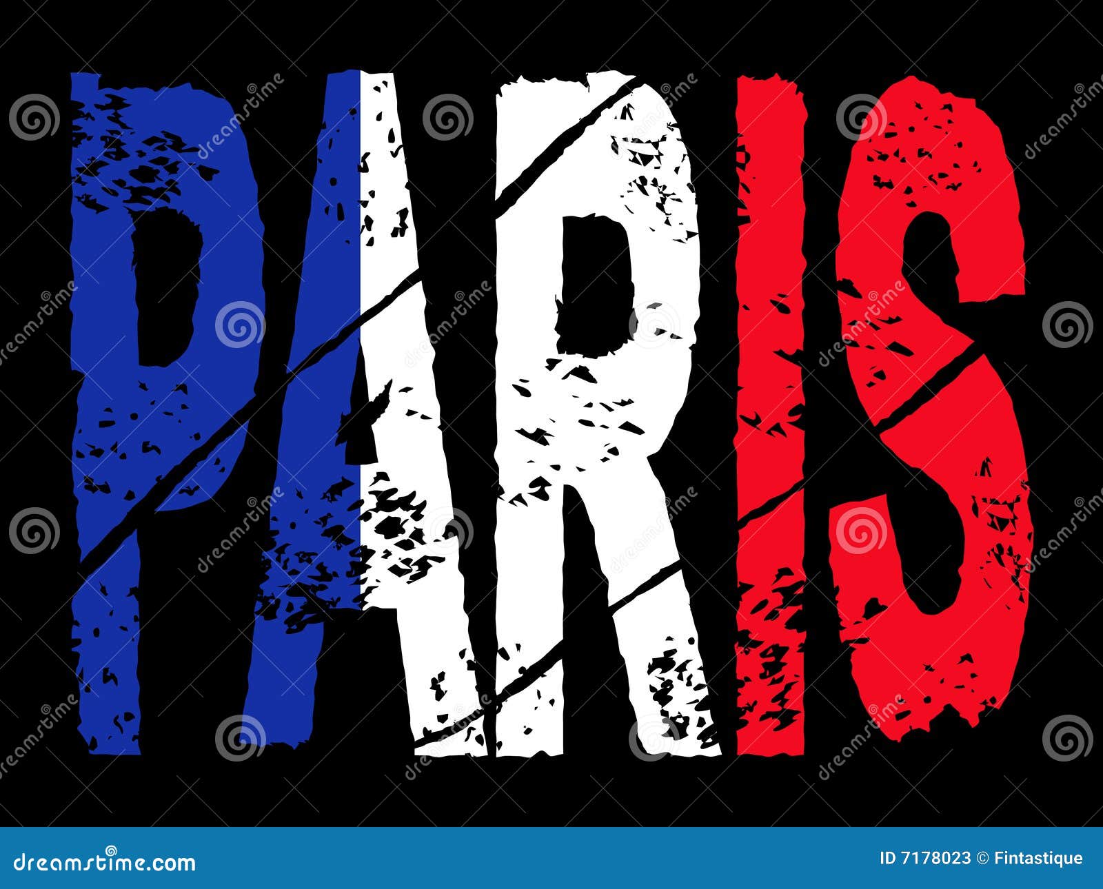 Grunge Paris Text with Flag Stock Vector - Illustration of french ...