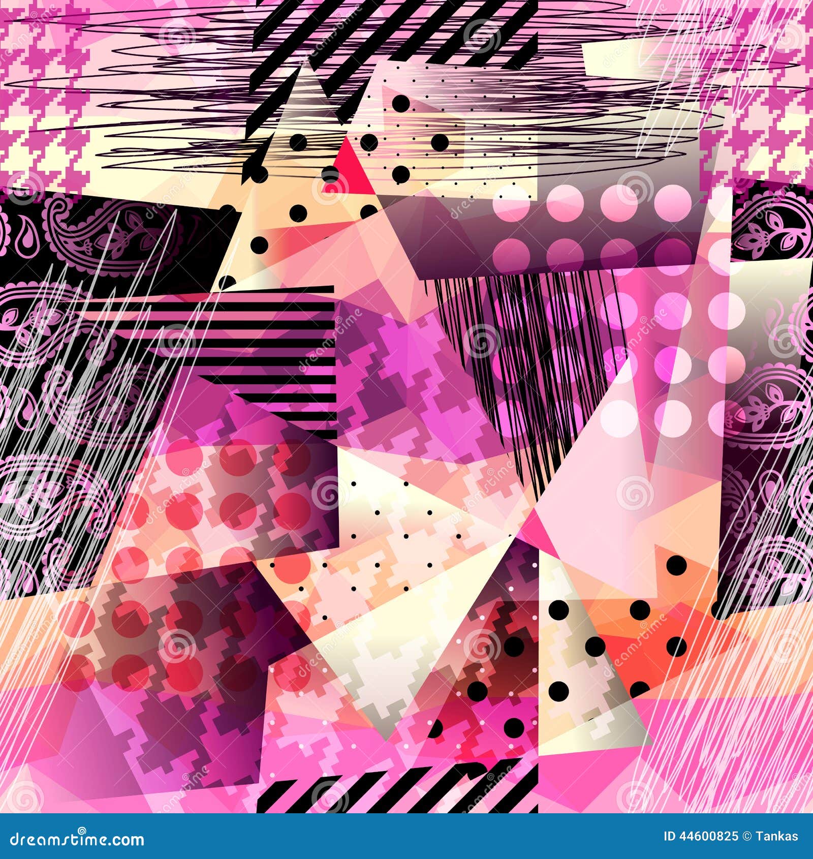 Grunge Pattern in Cubism Style. Stock Illustration - Illustration of ...