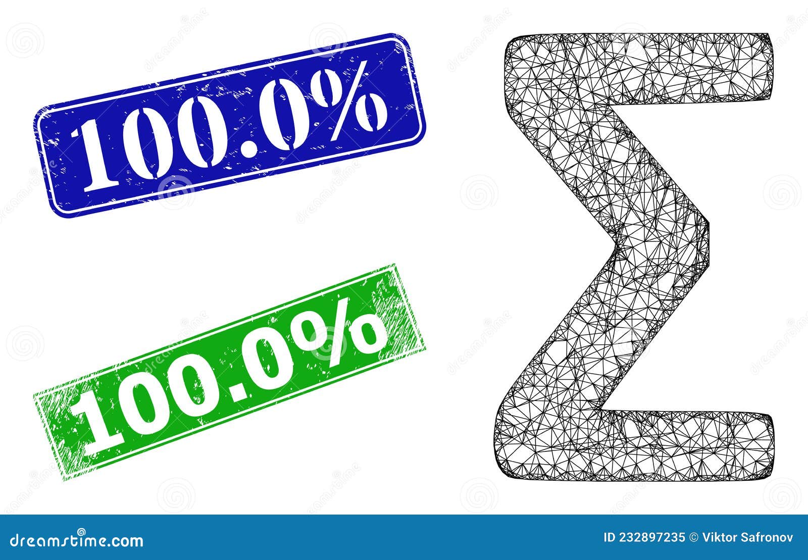 Grunge 100.0 Percent Imprints and Triangular Mesh Sigma Greek Symbol ...