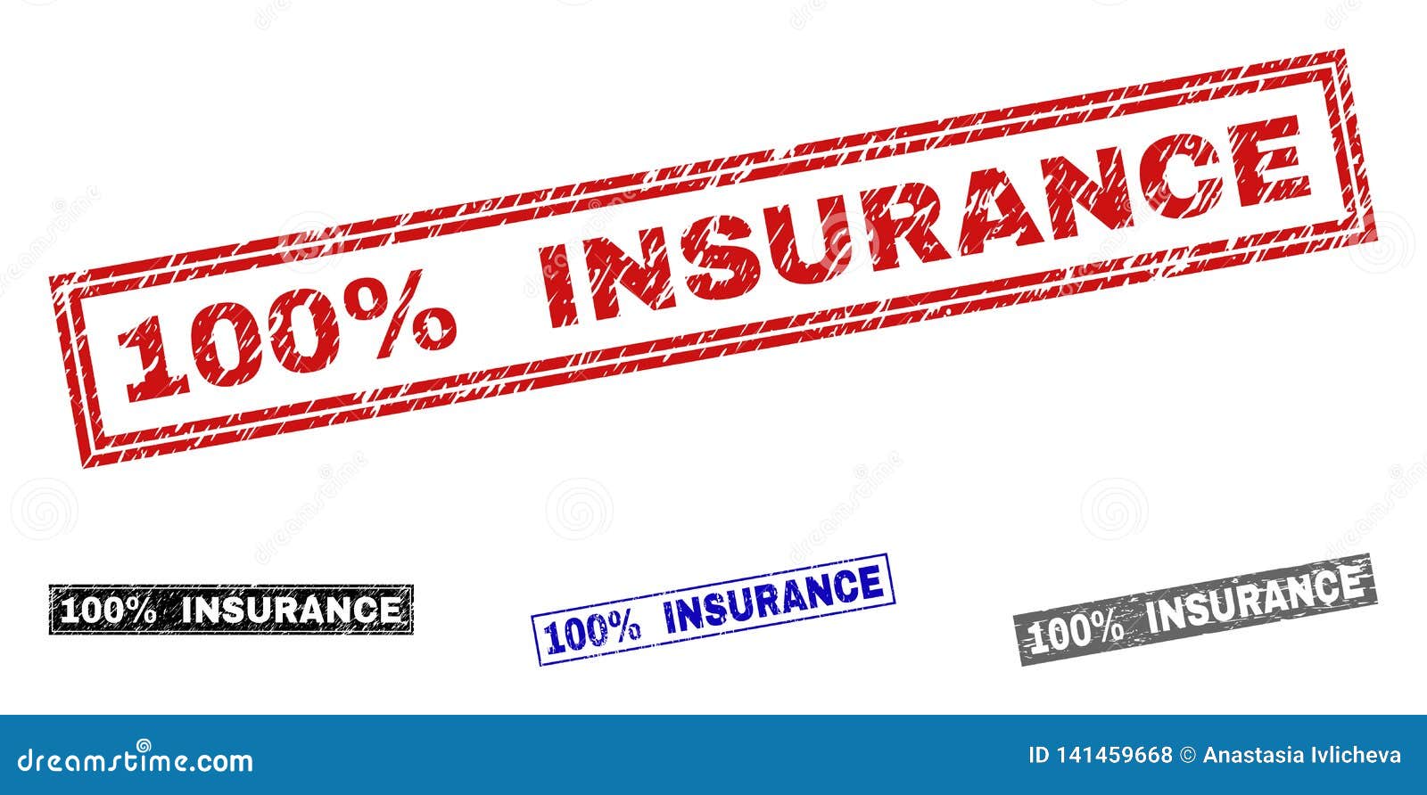Grunge 100 Percent INSURANCE Textured Rectangle Stamp Seals Stock ...