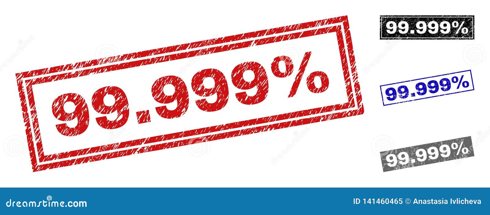 Grunge 99.999 Percent Scratched Rectangle Stamp Seals Stock Vector ...