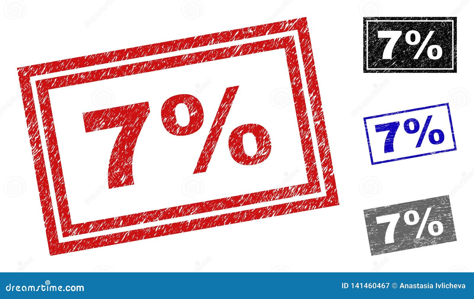 Grunge 7 Percent Scratched Rectangle Stamps Stock Vector - Illustration ...