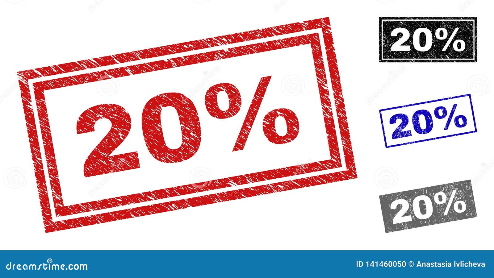 Grunge 20 Percent Textured Rectangle Stamp Seals Stock Vector ...