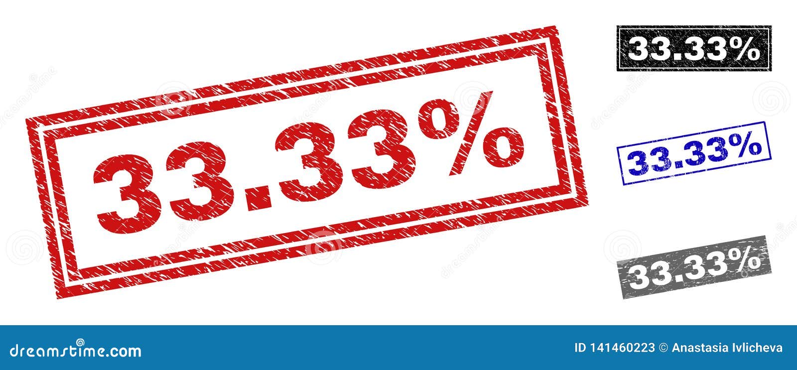 Grunge 33.33 Percent Scratched Rectangle Watermarks Stock Vector ...