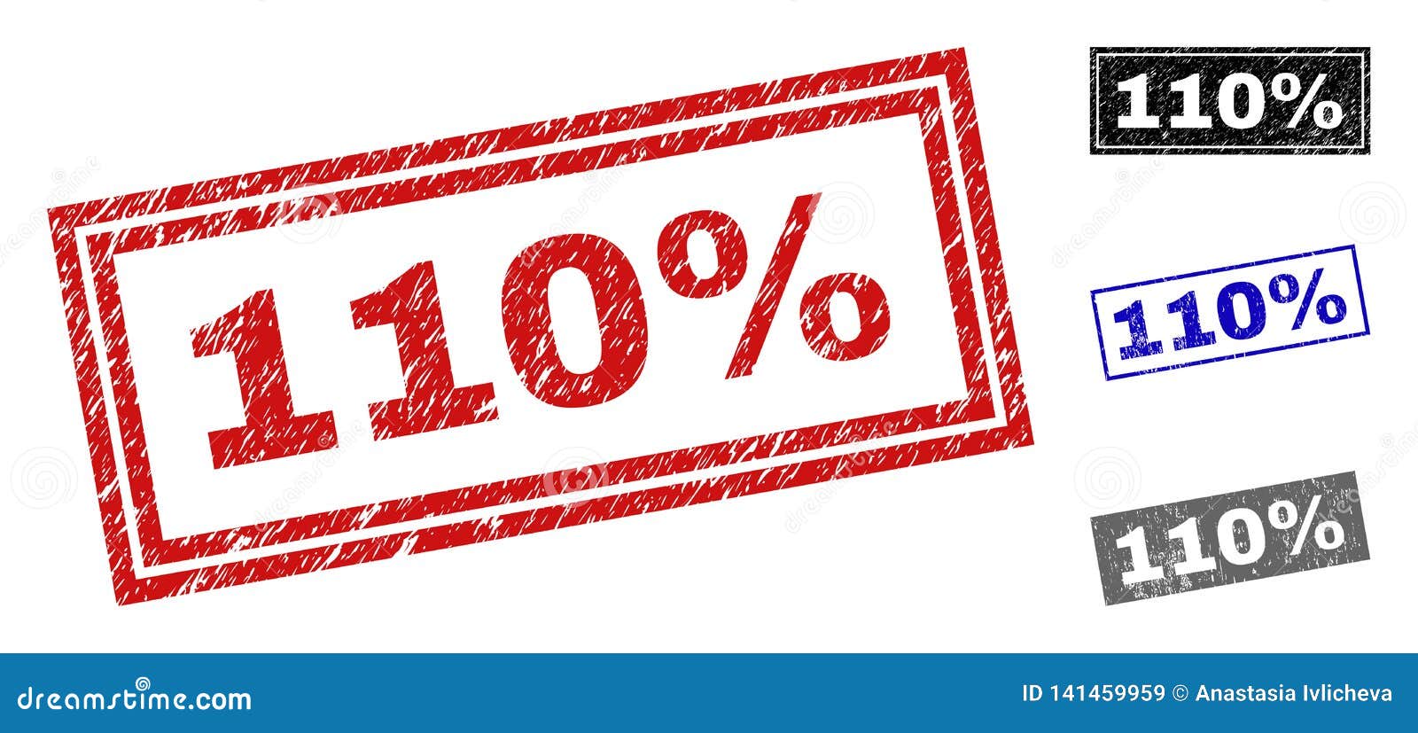 Grunge 110 Percent Textured Rectangle Stamps Stock Vector ...