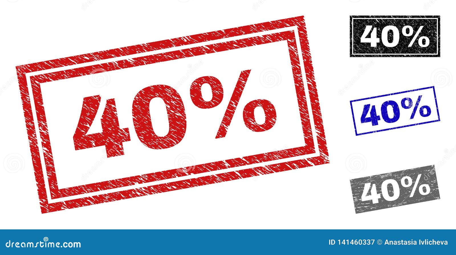 Grunge 40 Percent Textured Rectangle Stamp Seals Stock Vector ...