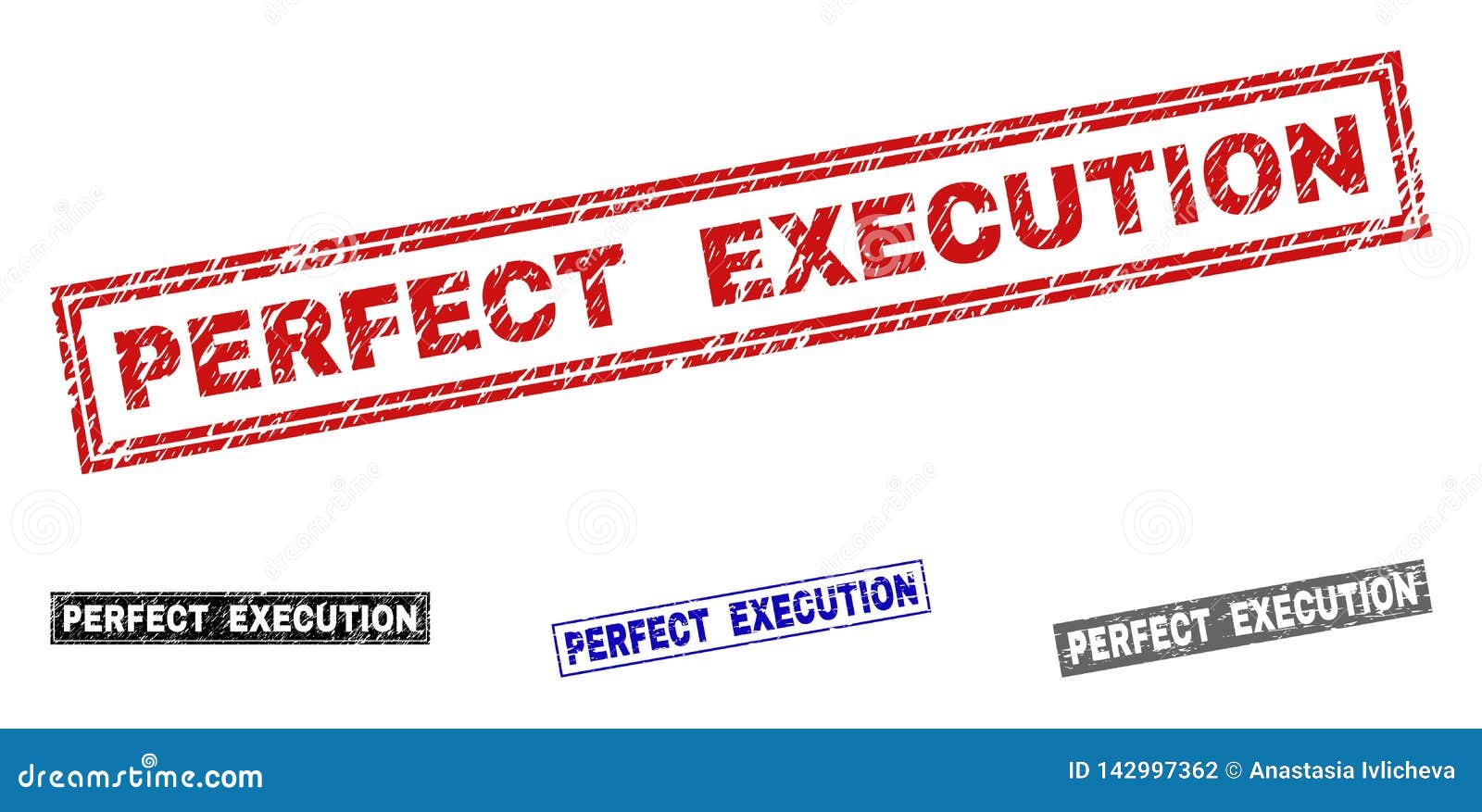 Grunge PERFECT EXECUTION Scratched Rectangle Stamps Stock Vector ...