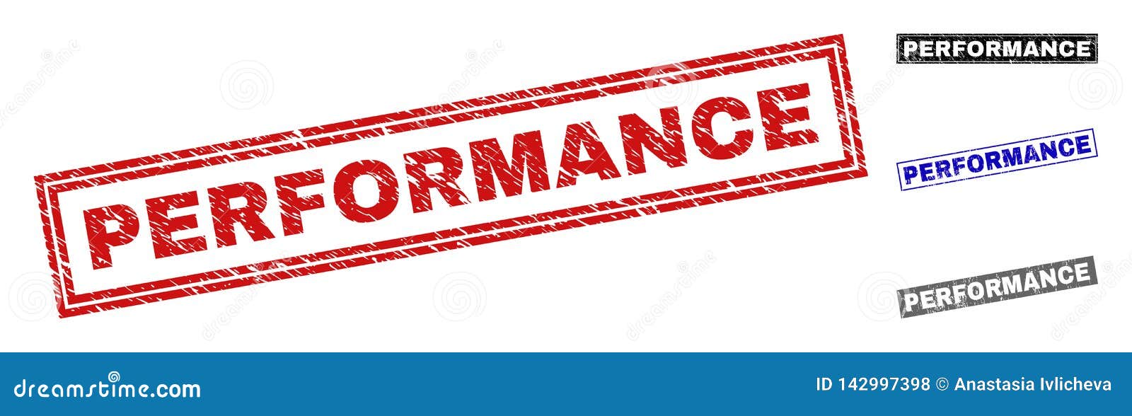 Grunge PERFORMANCE Scratched Rectangle Stamps Stock Vector ...