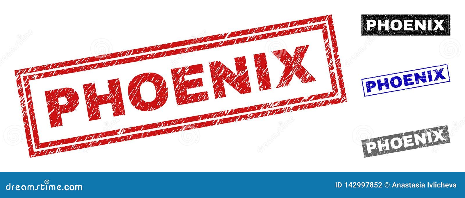 Grunge PHOENIX Scratched Rectangle Watermarks Stock Vector ...