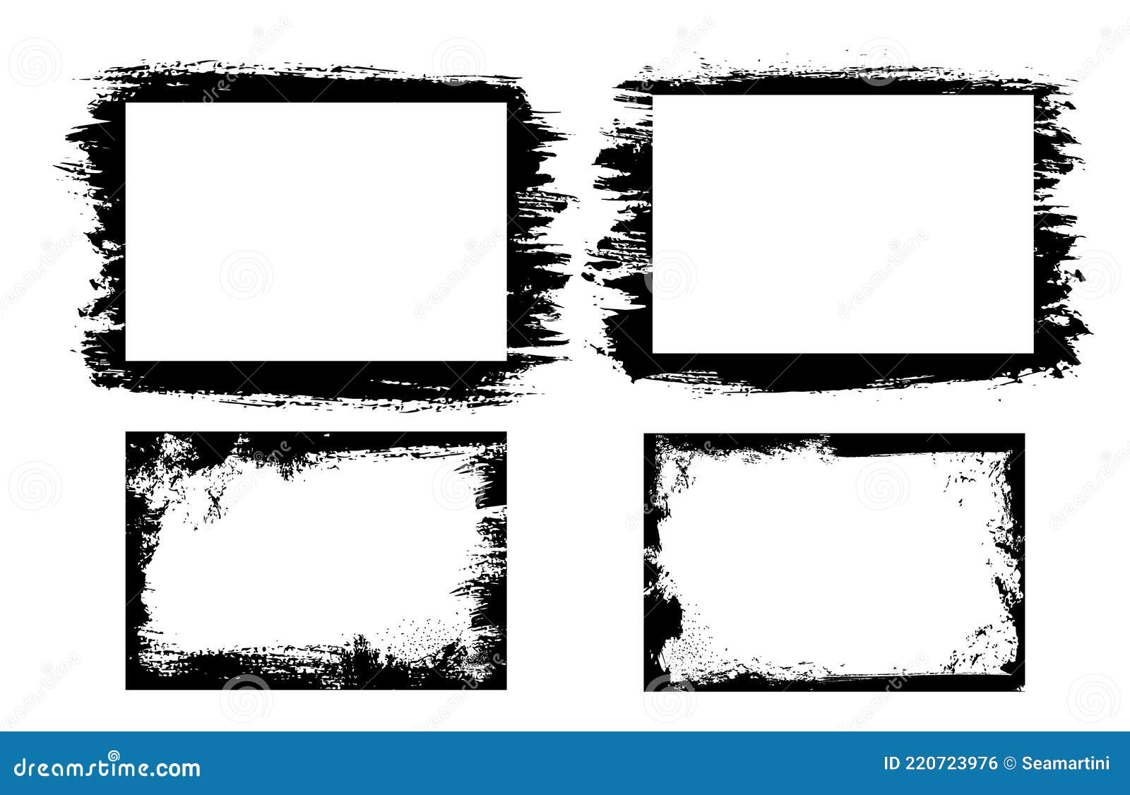 Grunge Photo Frames, Borders with Distressed Edges Stock Vector ...
