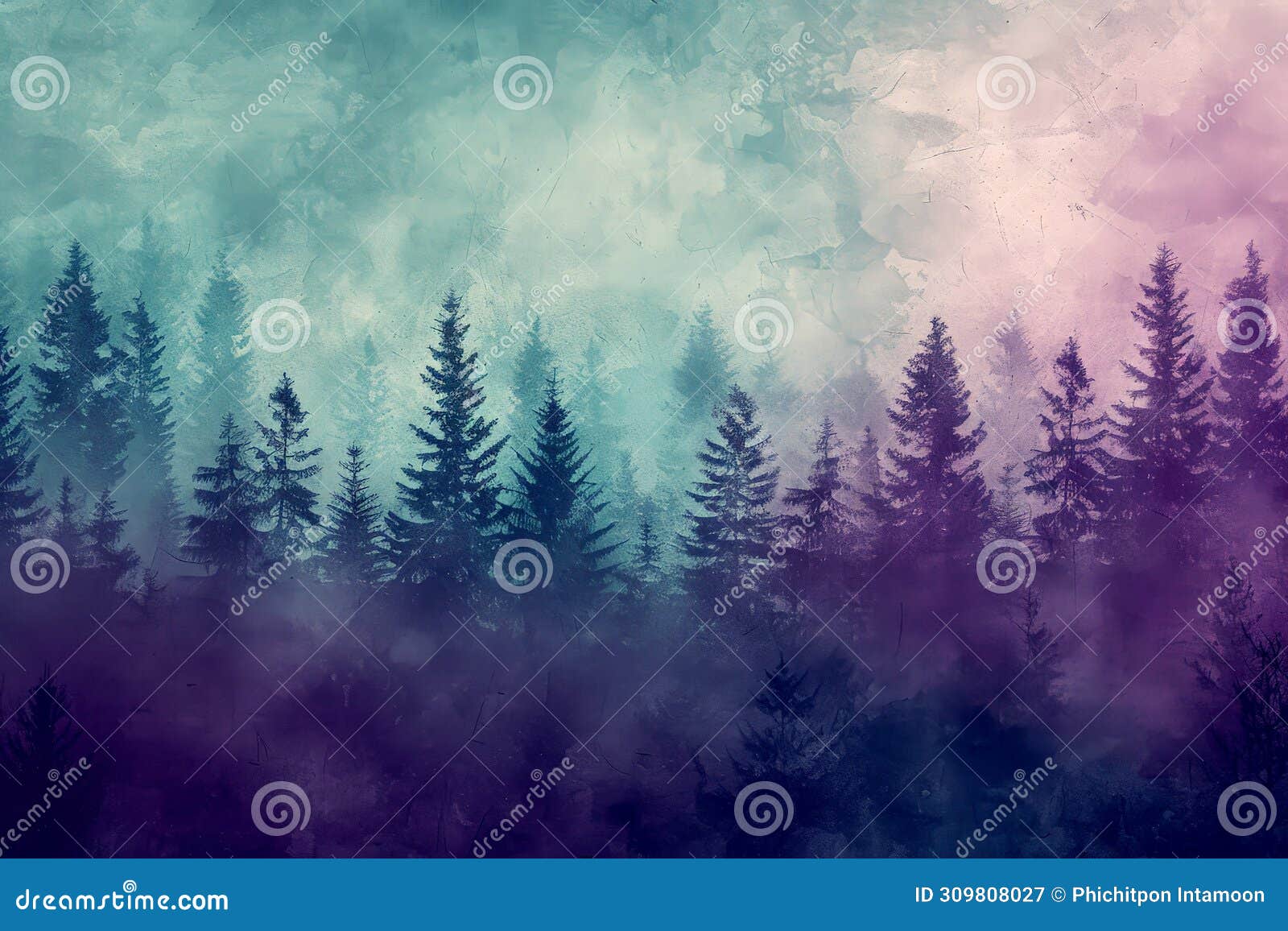 Grunge Pine Tree Forest Colorful Textured Background . Generative AI ...