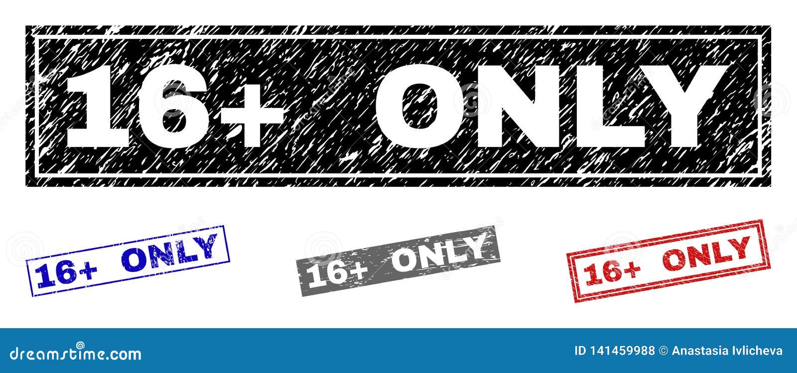 Grunge 16 Plus only Scratched Rectangle Stamps Stock Vector ...