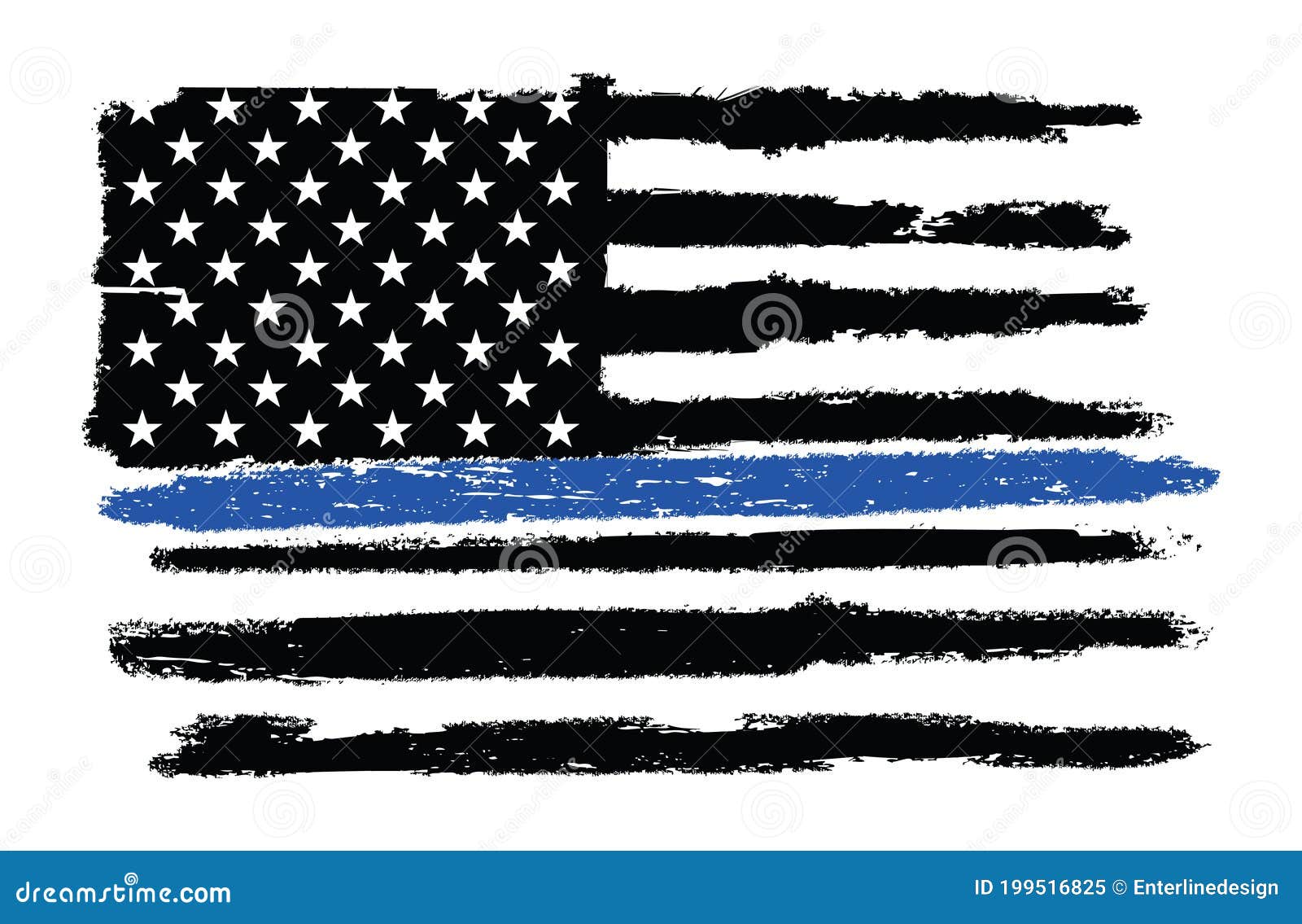 Grunge Police Flag Thin Blue Line Illustration Stock Vector ...