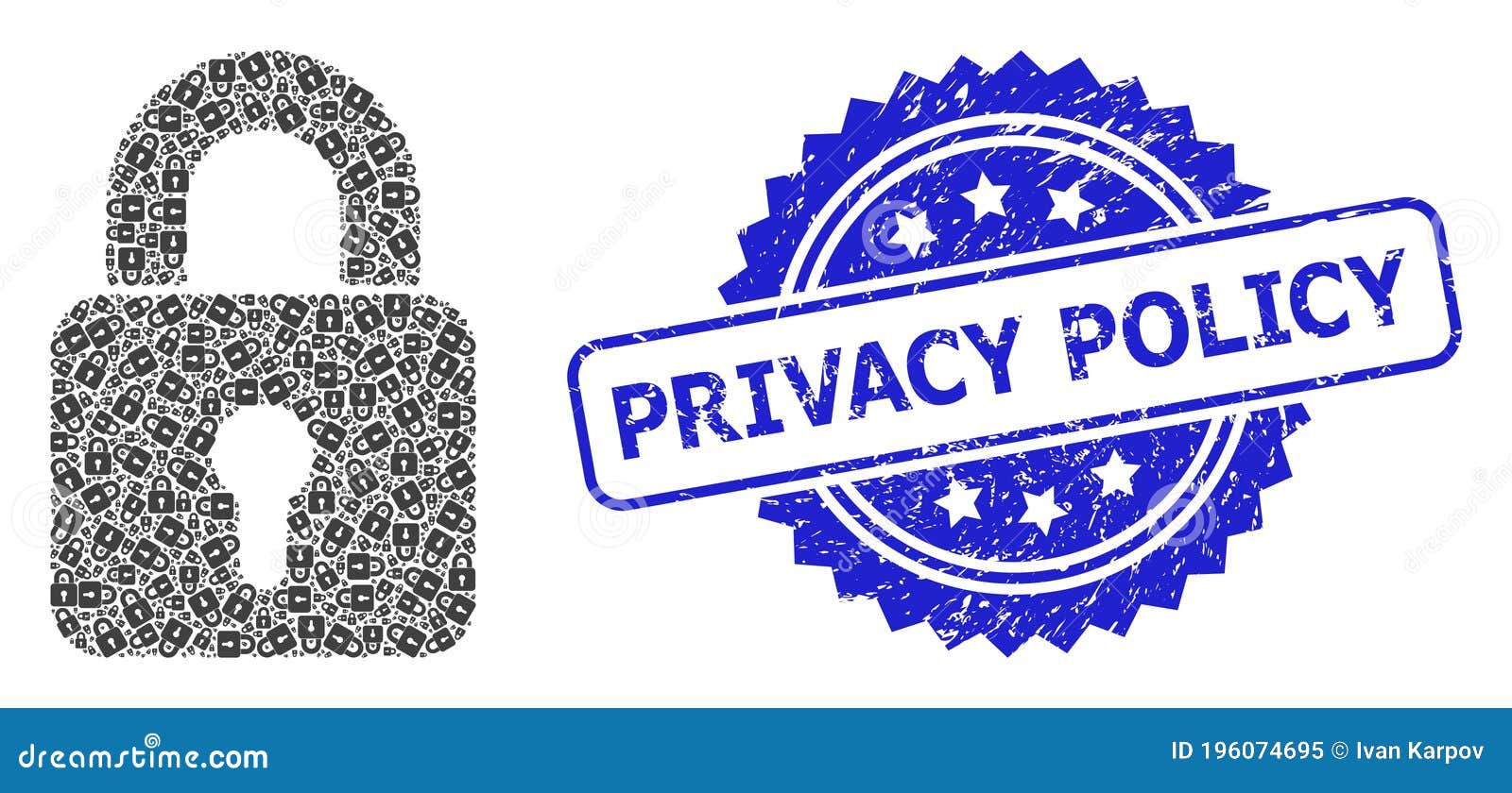 Grunge Privacy Policy Seal Stamp and Recursion Lock Icon Composition ...