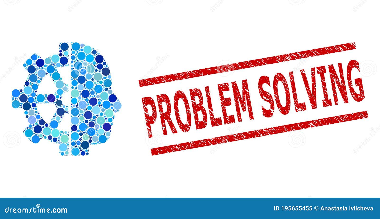 Grunge Problem Solving Stamp and Cyborg Gear Composition of Round Dots ...