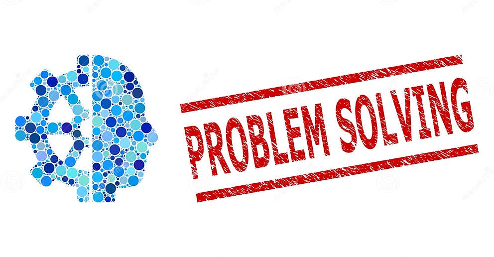 Grunge Problem Solving Stamp and Cyborg Gear Composition of Round Dots ...