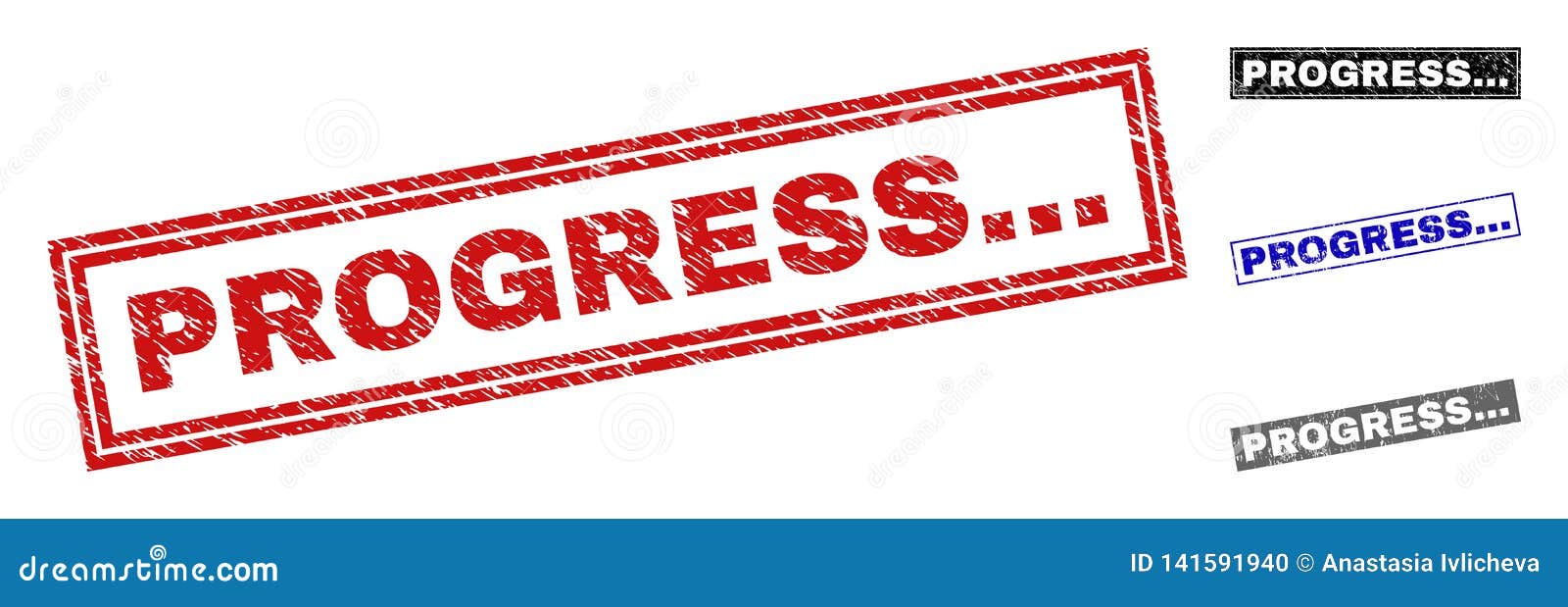 Grunge PROGRESS... Scratched Rectangle Watermarks Stock Vector ...