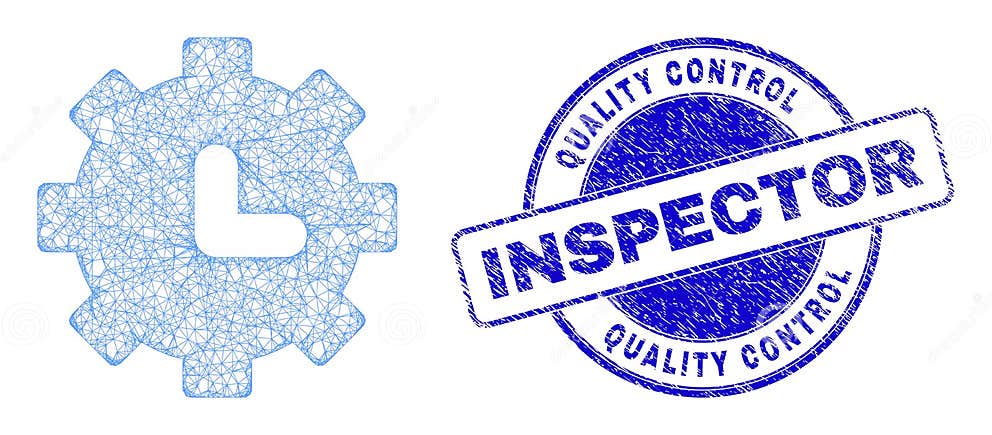 Grunge Quality Control Inspector Stamp and Net Irregular Mesh Clock ...