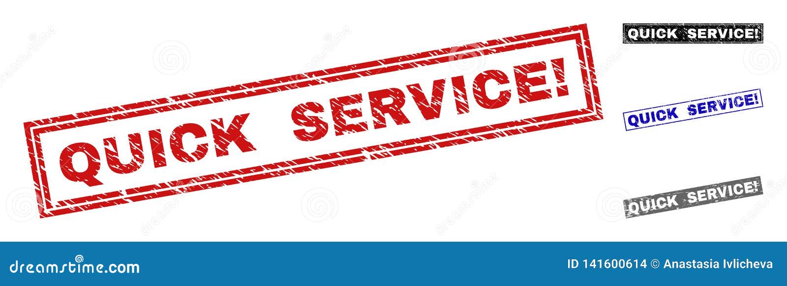 Grunge QUICK SERVICE! Textured Rectangle Stamps Stock Vector ...