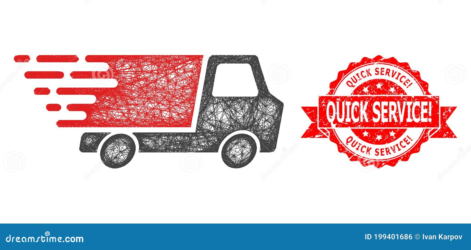 Grunge Quick Service! Seal and Network Quick Delivery Icon Stock Vector ...