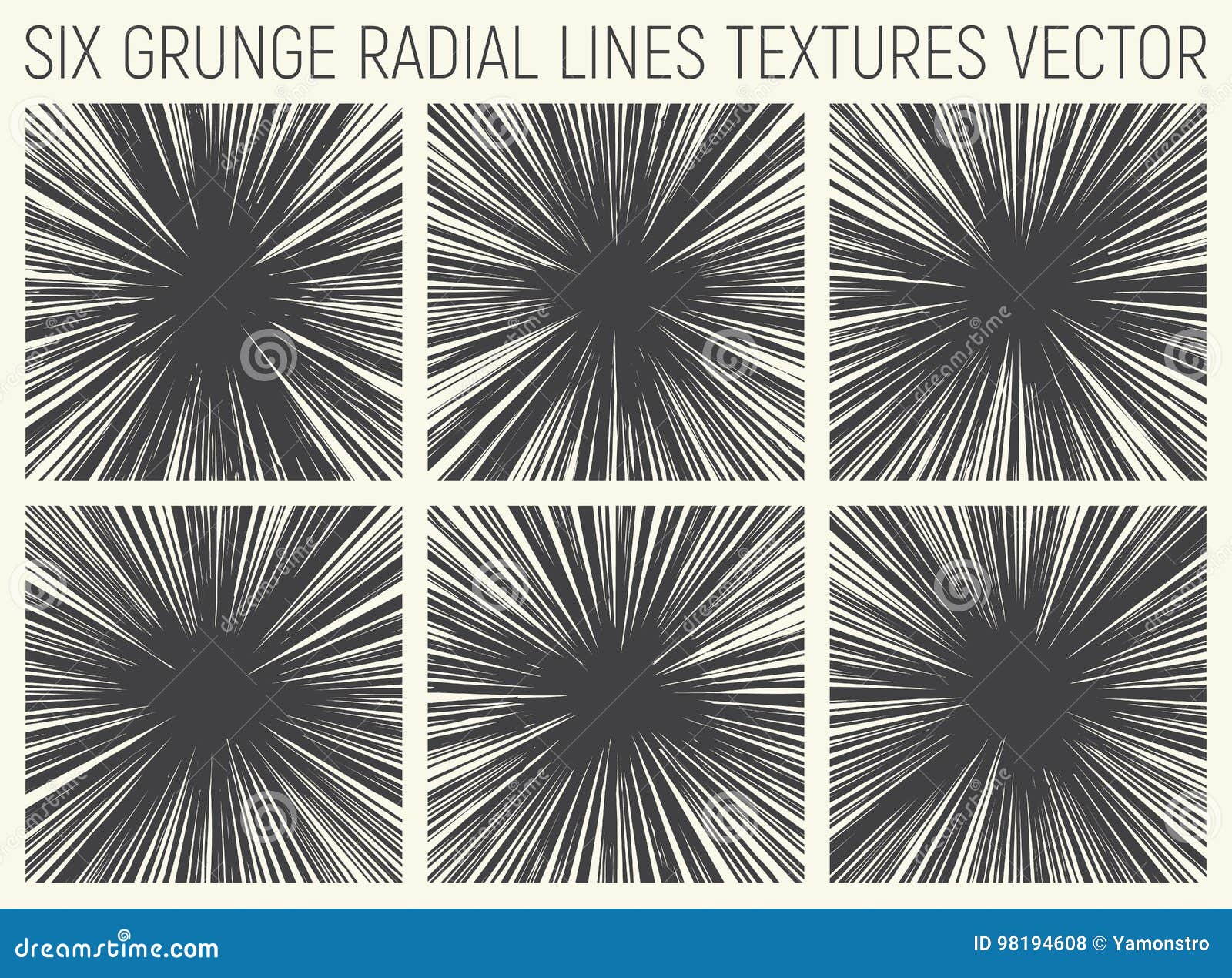 6 Grunge Radial Lines Textures Vector Stock Vector - Illustration of ...