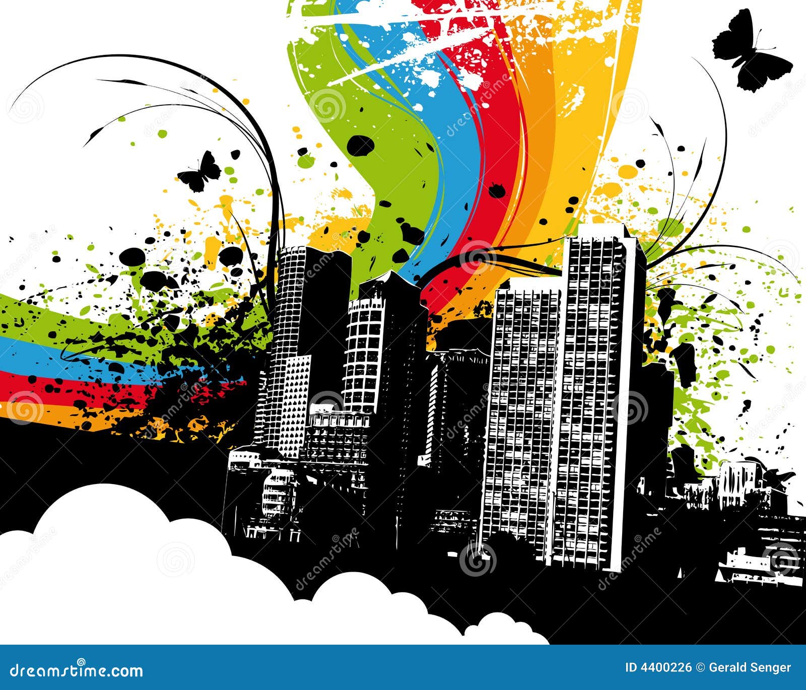 Grunge Rainbow City stock vector. Illustration of outline - 4400226