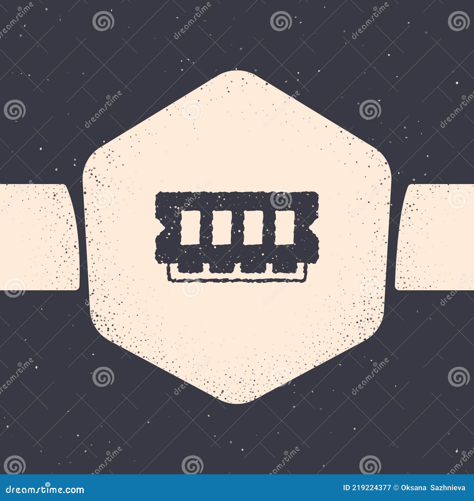 Grunge RAM, Random Access Memory Icon Isolated on Grey Background ...