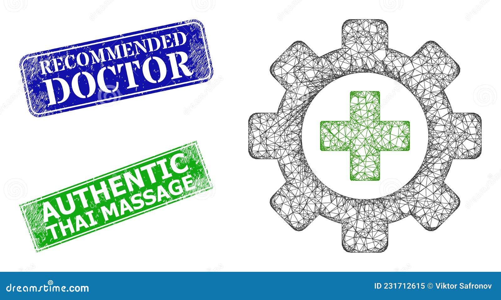 Grunge Recommended Doctor Seals and Triangle Mesh Medical Industry Icon ...