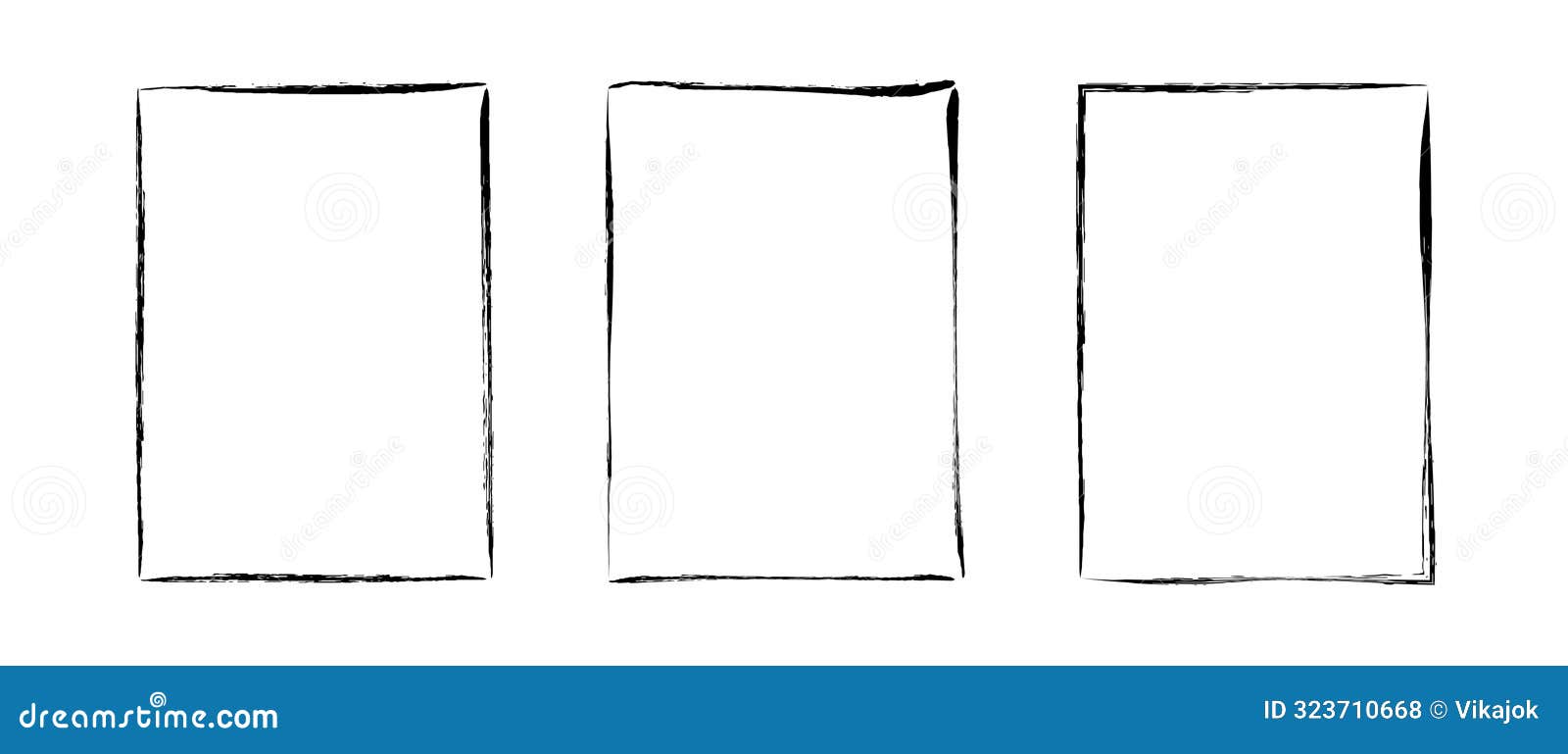 Grunge Rectangle Frame Set. Different Paint Brushed Border Collection ...