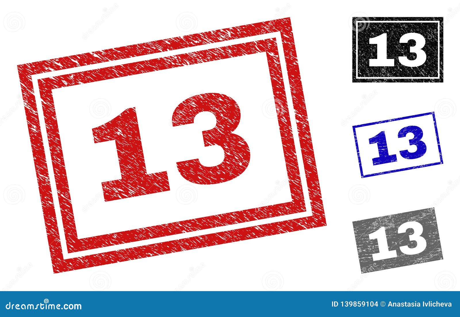Grunge 13 Textured Rectangle Stamps Stock Vector - Illustration of ...