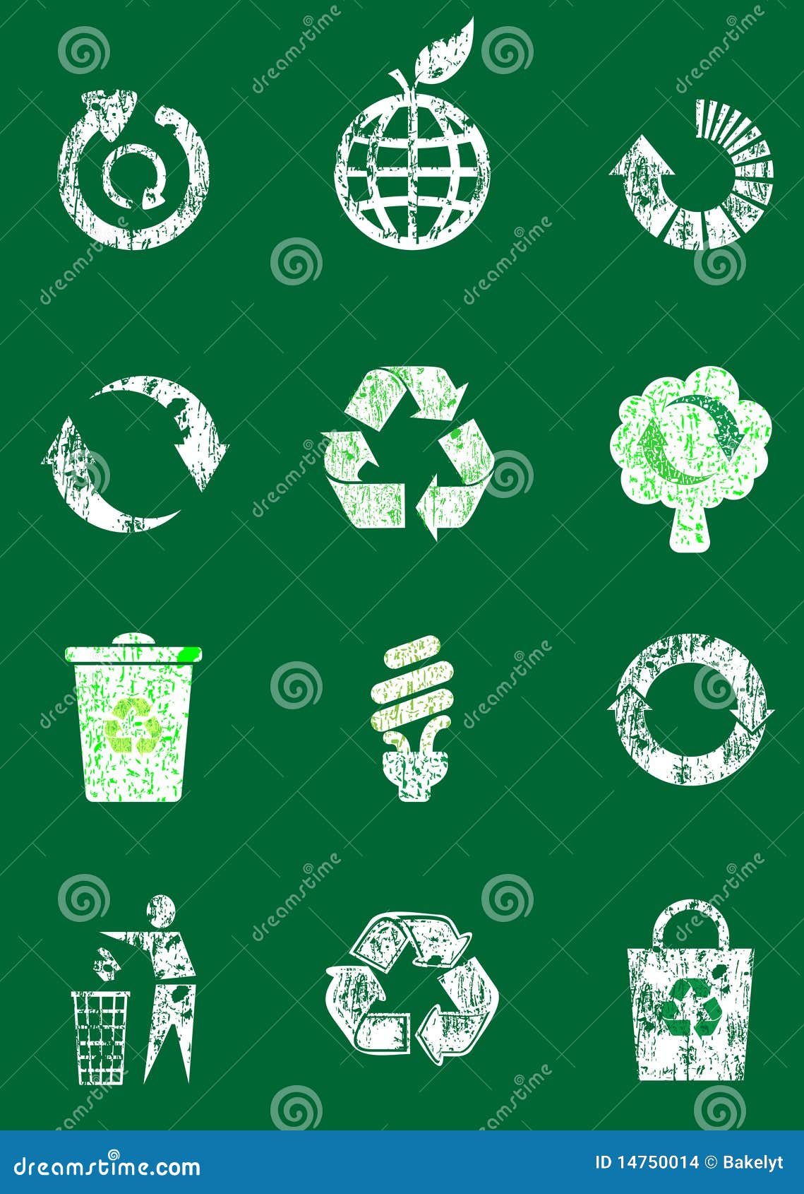 Grunge recycle icon set stock vector. Illustration of life - 14750014