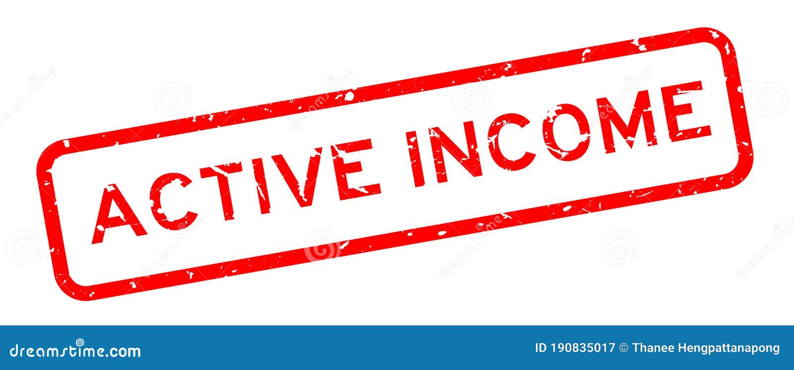 Grunge Red Active Income Word Square Rubber Stamp on White Background ...