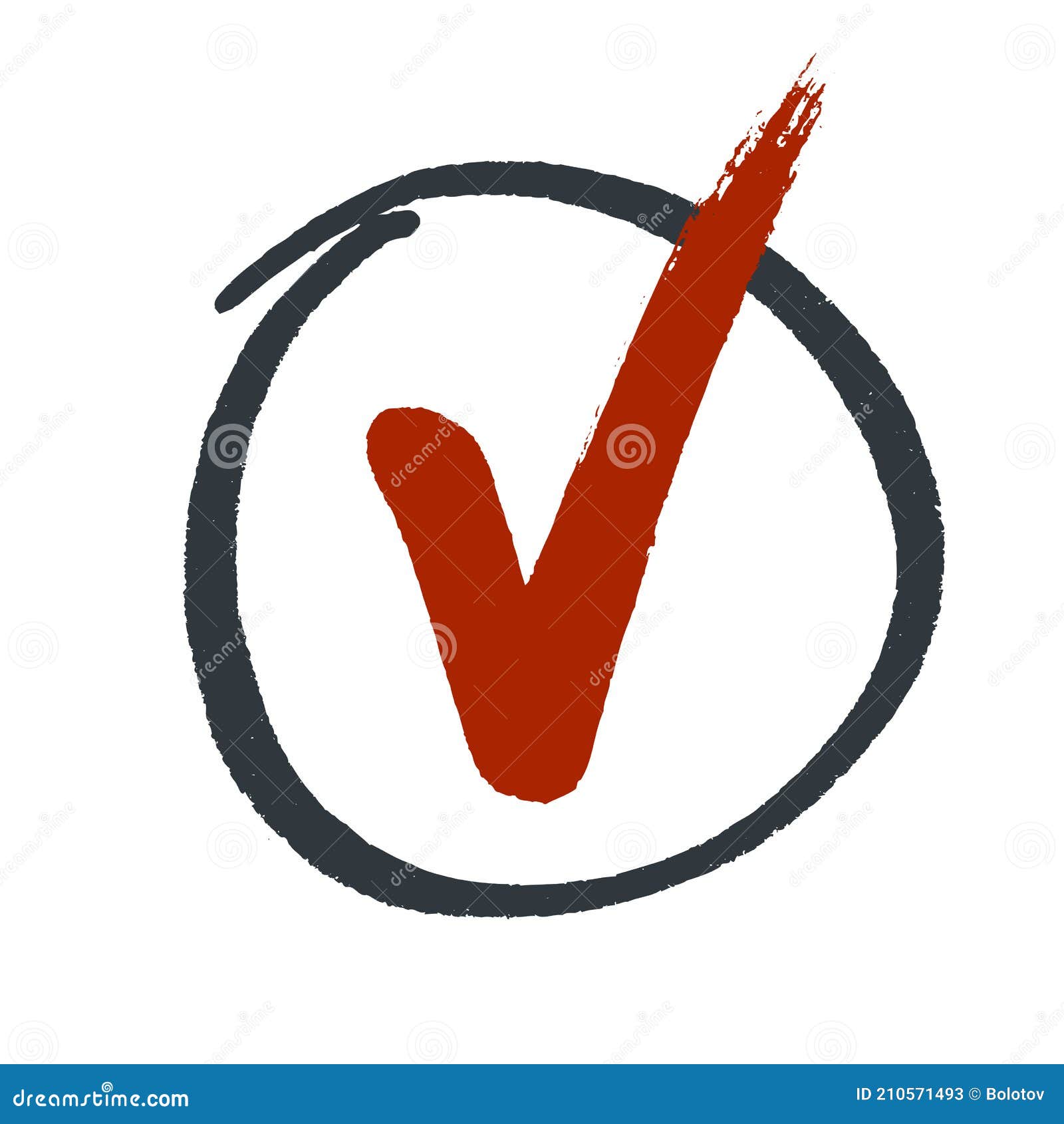 Grunge Red Check Mark in Hand Drawn Circle Area Stock Vector ...