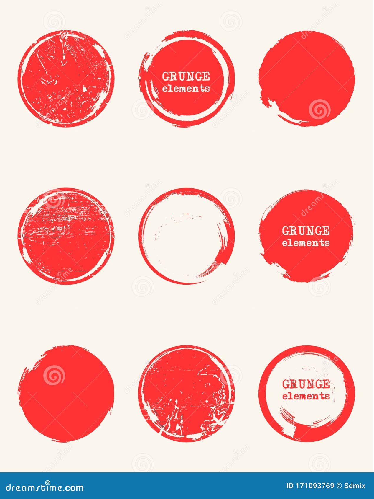 Grunge Red Shapes Set. Abstract Vector Illustration Stock Vector ...