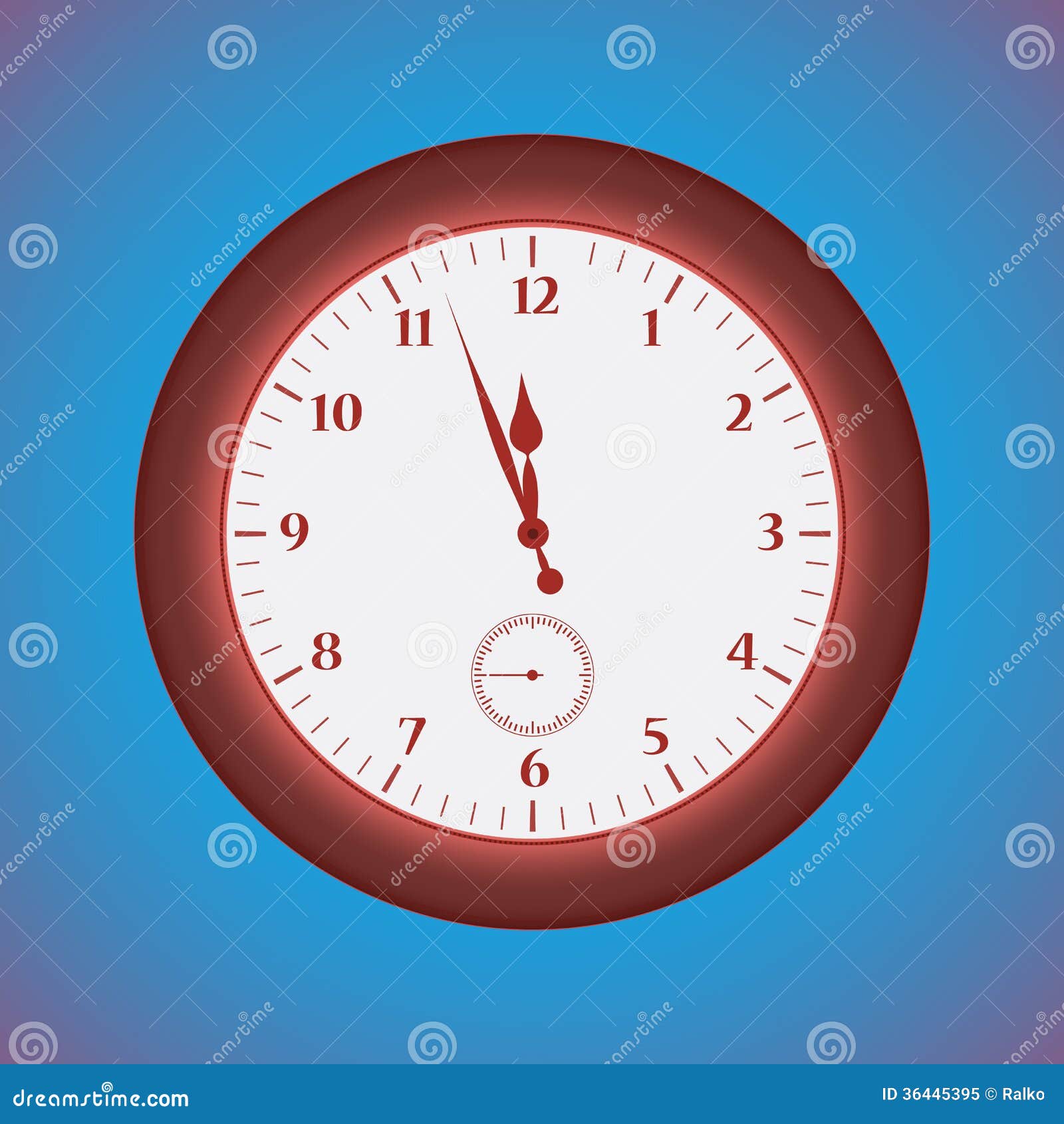 Grunge red clock stock vector. Illustration of background - 36445395