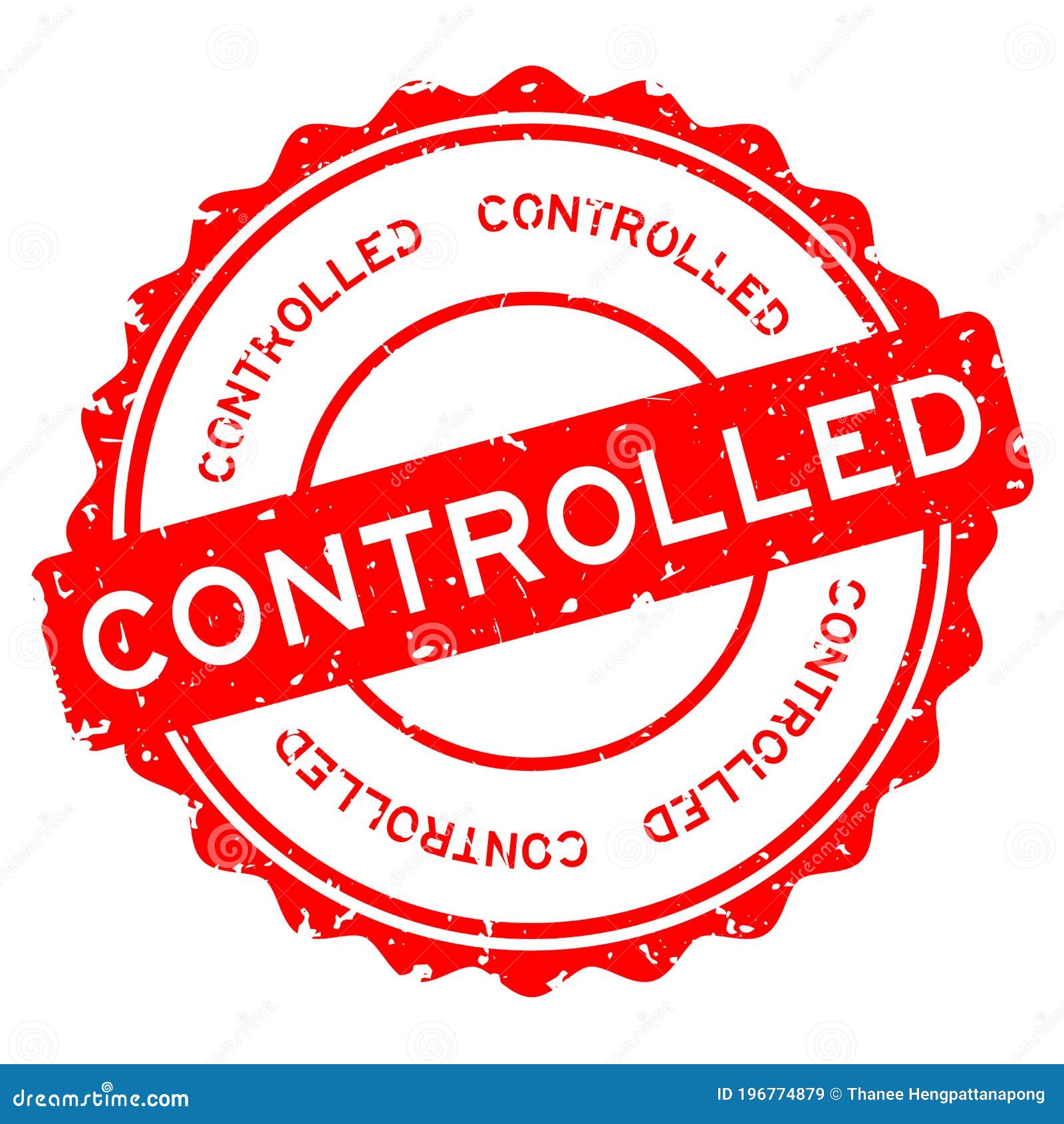 Controlled Document Text Stamp With Red Ink. Vector Illustration ...