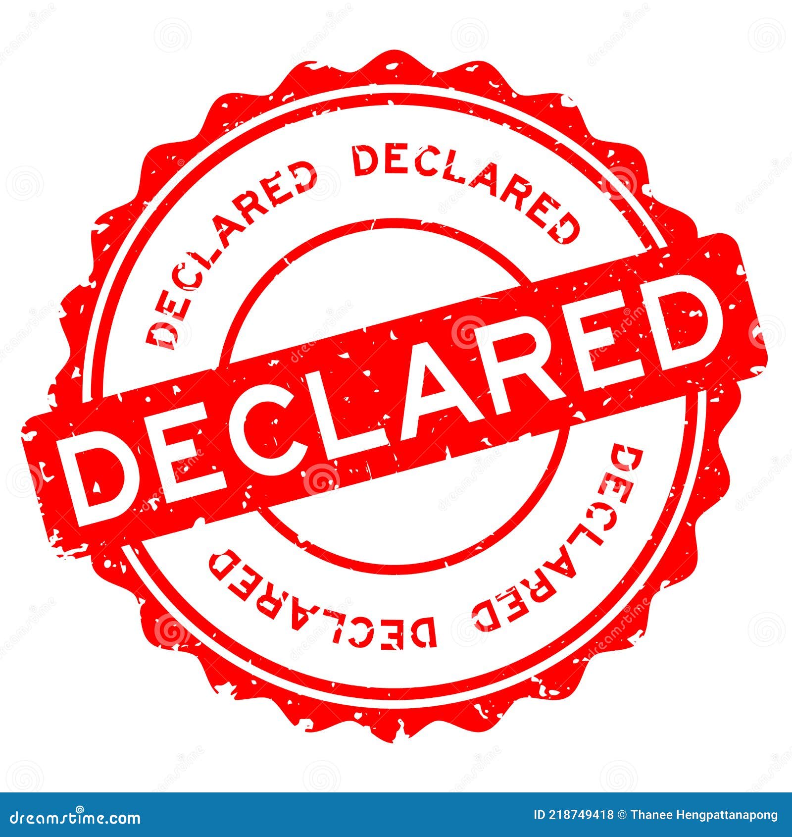 Grunge Red Declared Word Round Rubber Stamp on White Background Stock ...