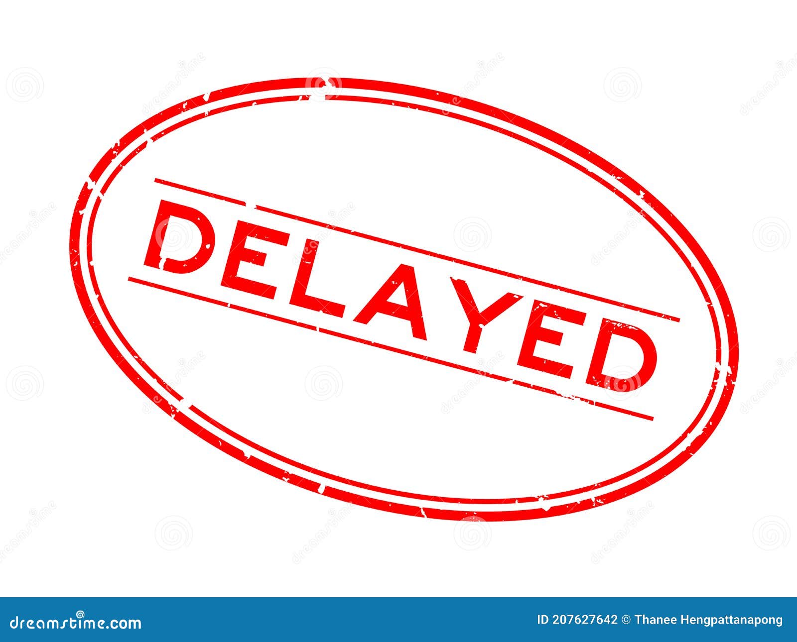 Grunge Red Delayed Word Oval Rubber Stamp on White Background Stock ...