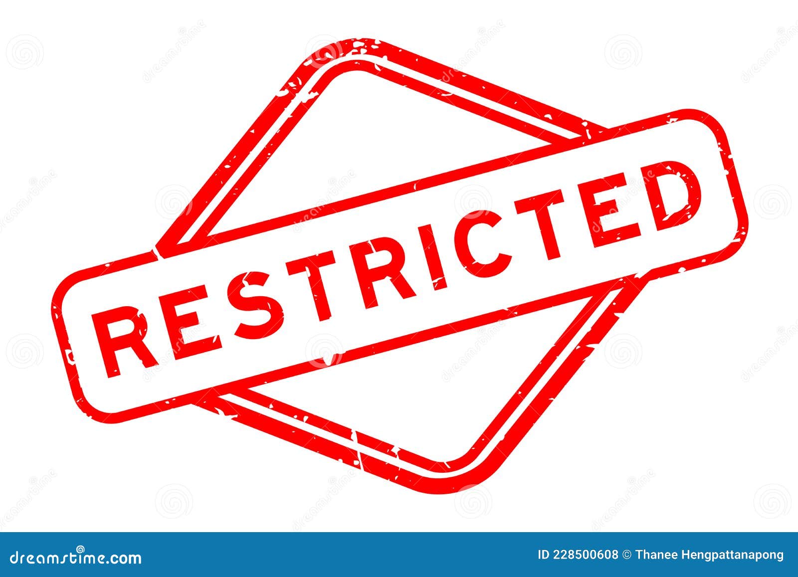 Grunge Red Restricted Word Rubber Square Stamp on White Background ...