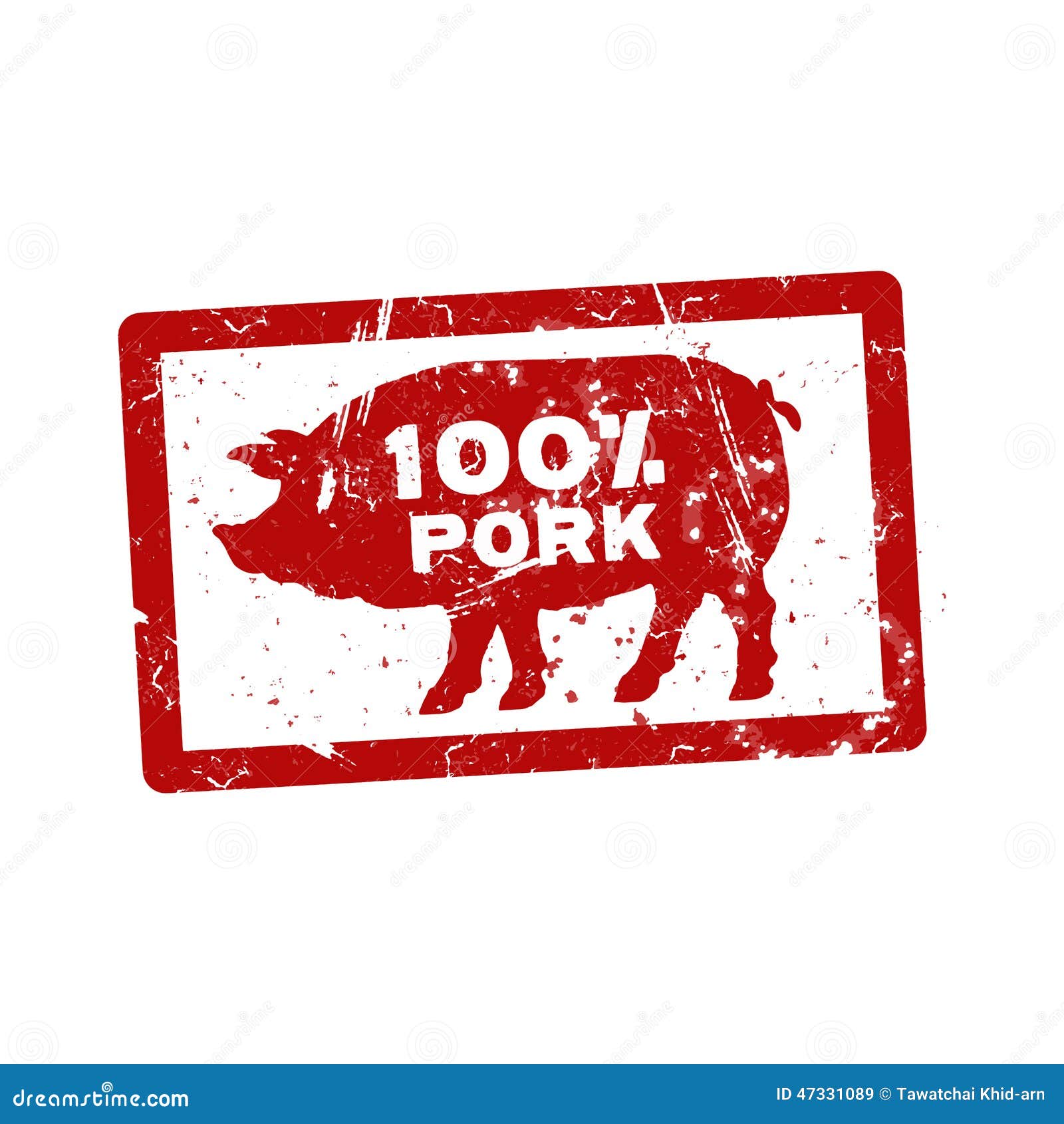 Grunge Red Rubber Stamp with the Text 100 Percent Pork Written I Stock ...