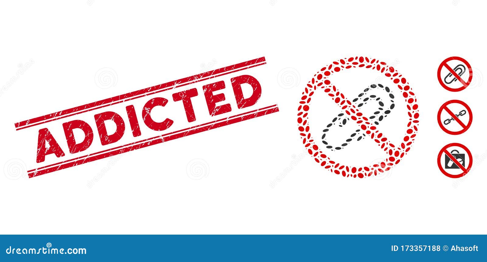 Grunge Addicted Line Stamp with Collage No Attachments Icon Stock ...