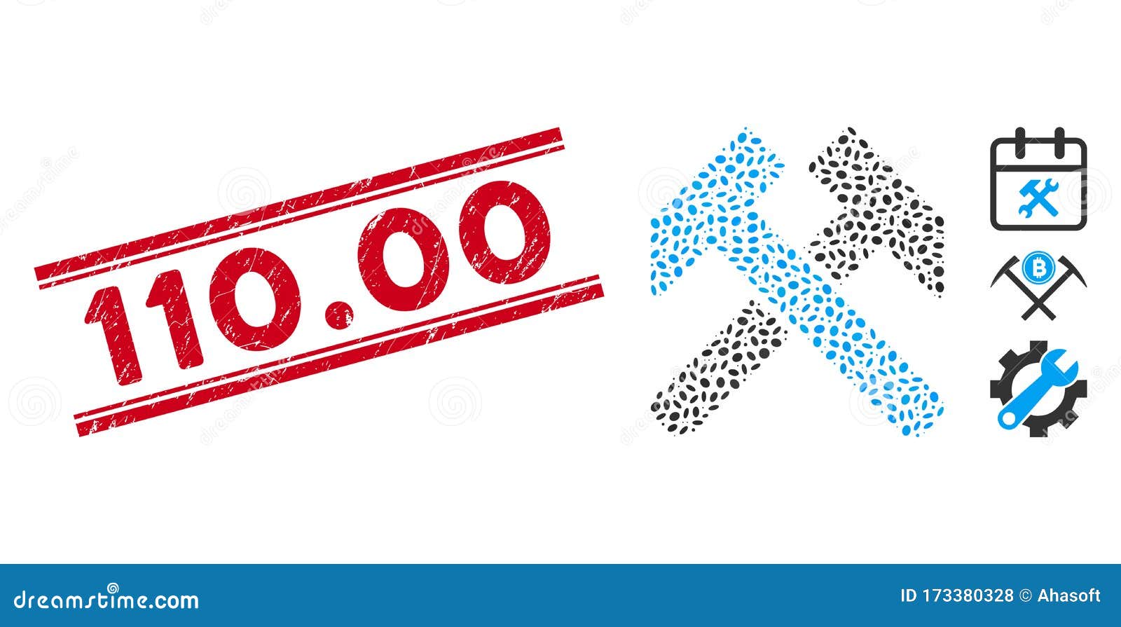 Distress 110.00 Line Stamp and Collage Hammers Icon Stock Illustration ...