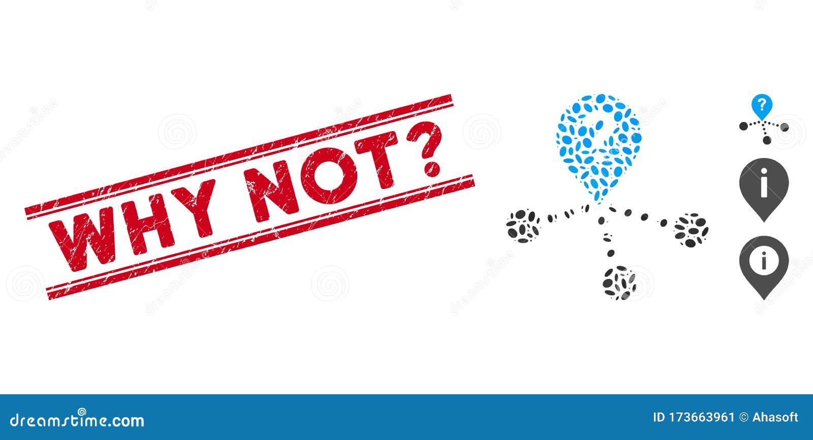 Grunge Why Not Question Line Seal with Collage Place Question Icon ...