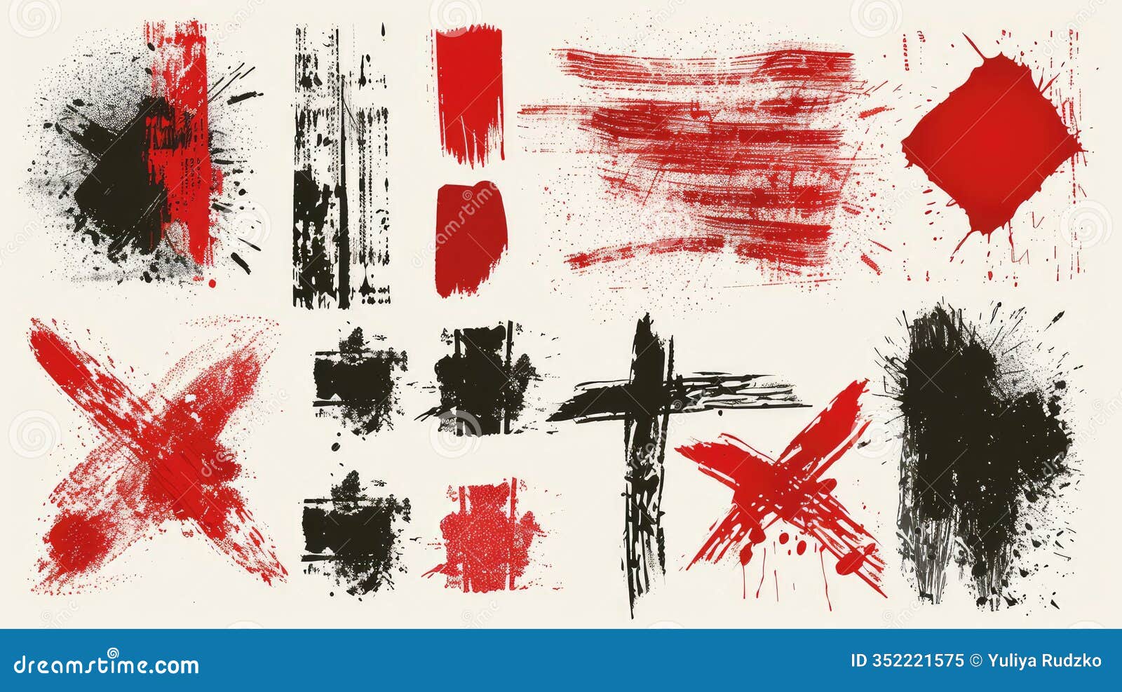 Grunge Red Strike through and Underline Set Stock Image - Image of ...