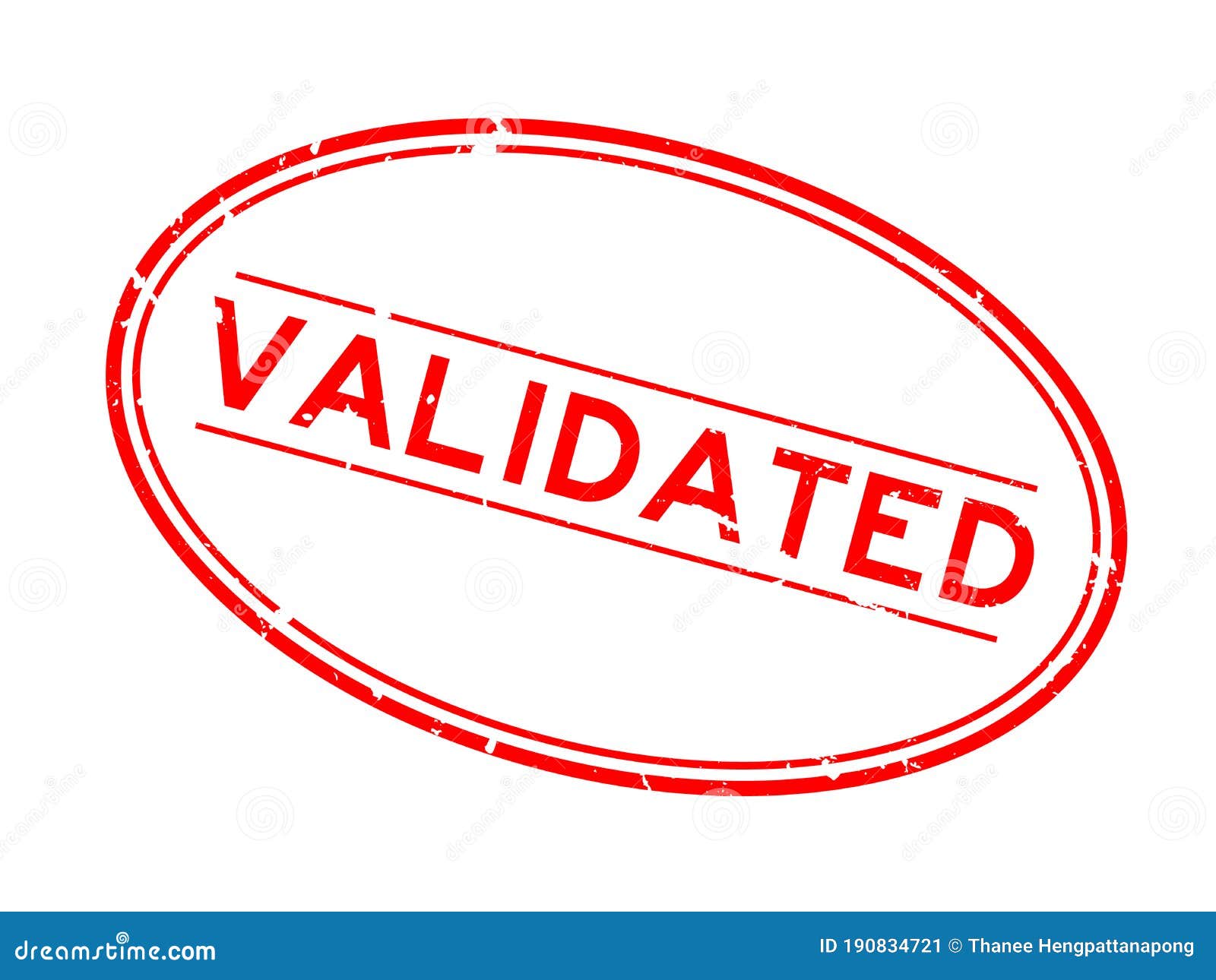 Grunge Red Validated Word Oval Rubber Stamp on White Background Stock ...